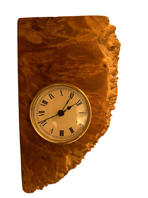 Midcentury Burl Wood Mantle Clock ~ Signed Charles Elkan | eBay