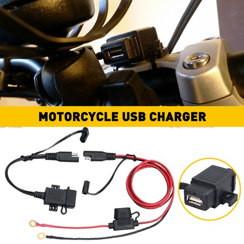 Motorcycle to SAE USB Cable 2.1A Adapter Phone GPS USB Charger Outlet ...