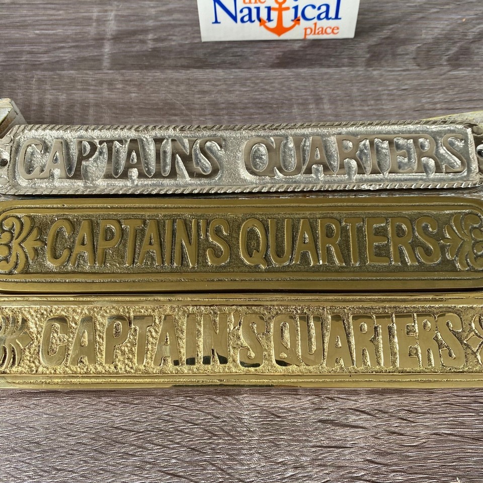 Brass Captains Quarters Door Signs, Polished, Antique, Silver Finish ...