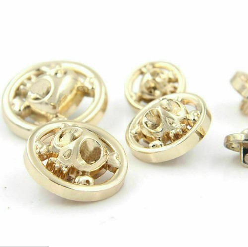 7PCS Gold Metal Skull Crossbones Shank Buttons Craft DIY 11 15 20 22 25 ...