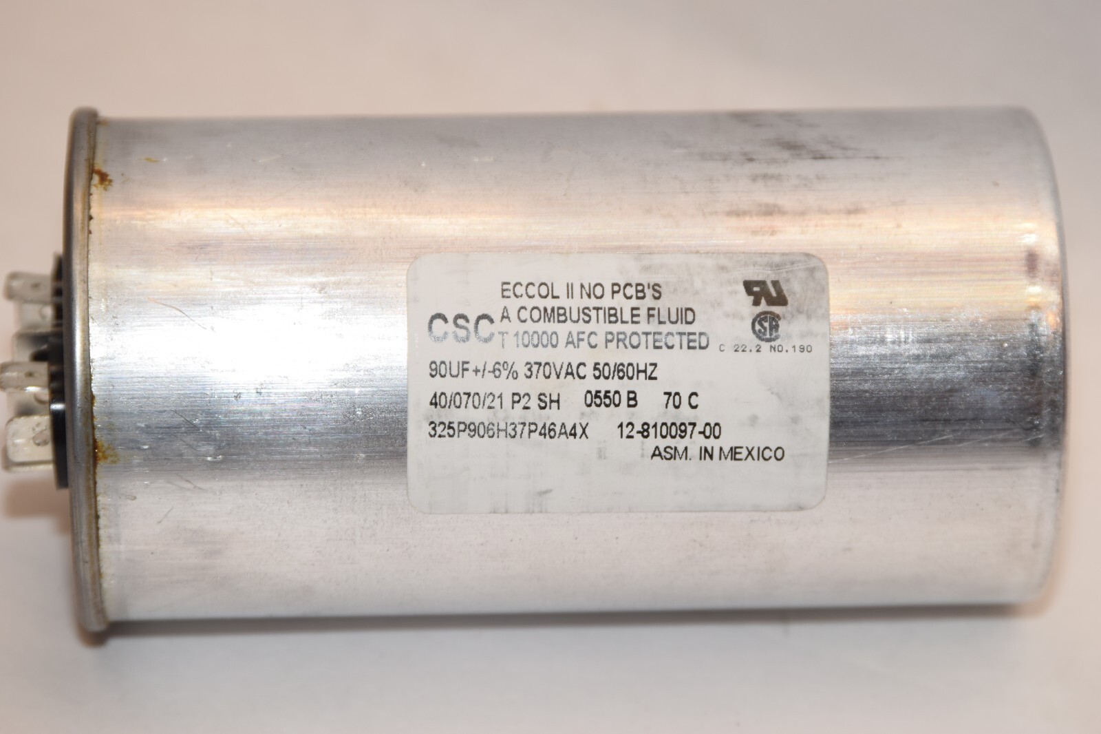 (NEW) CSC 12-810097-00 325P906H37P46A4X 90uF +/-6% 370Vac 50/60Hz ...