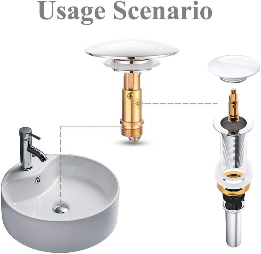 2PCS M8 Replacement Basin Bath Waste Easy Pop Up Click Clack Plug Bolt ...