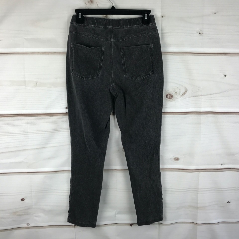 H by Halston Pants Womens 4 Gray Knit Denim Skinny Crop Pull On Pockets ...