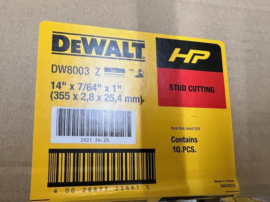 Dewalt Metal Stud Cutting Disc Wheels 14"X7/64"X1" DW8003 Case of 10 ...