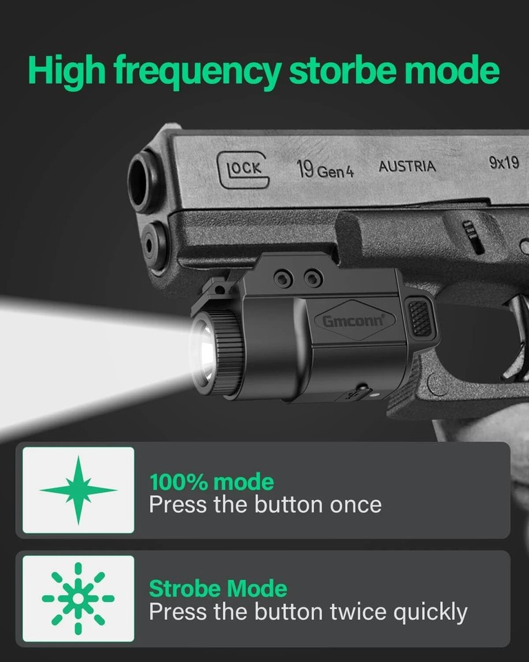 LED Flashlight Weapon Light for Handgun Picatinny Pistol Light Torch ...