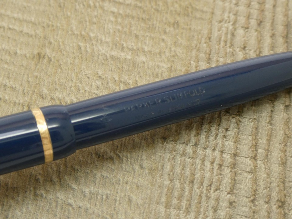 Vintage Parker Slimfold Blue & Gold Trim Body Fountain Pen (NO NIb ...