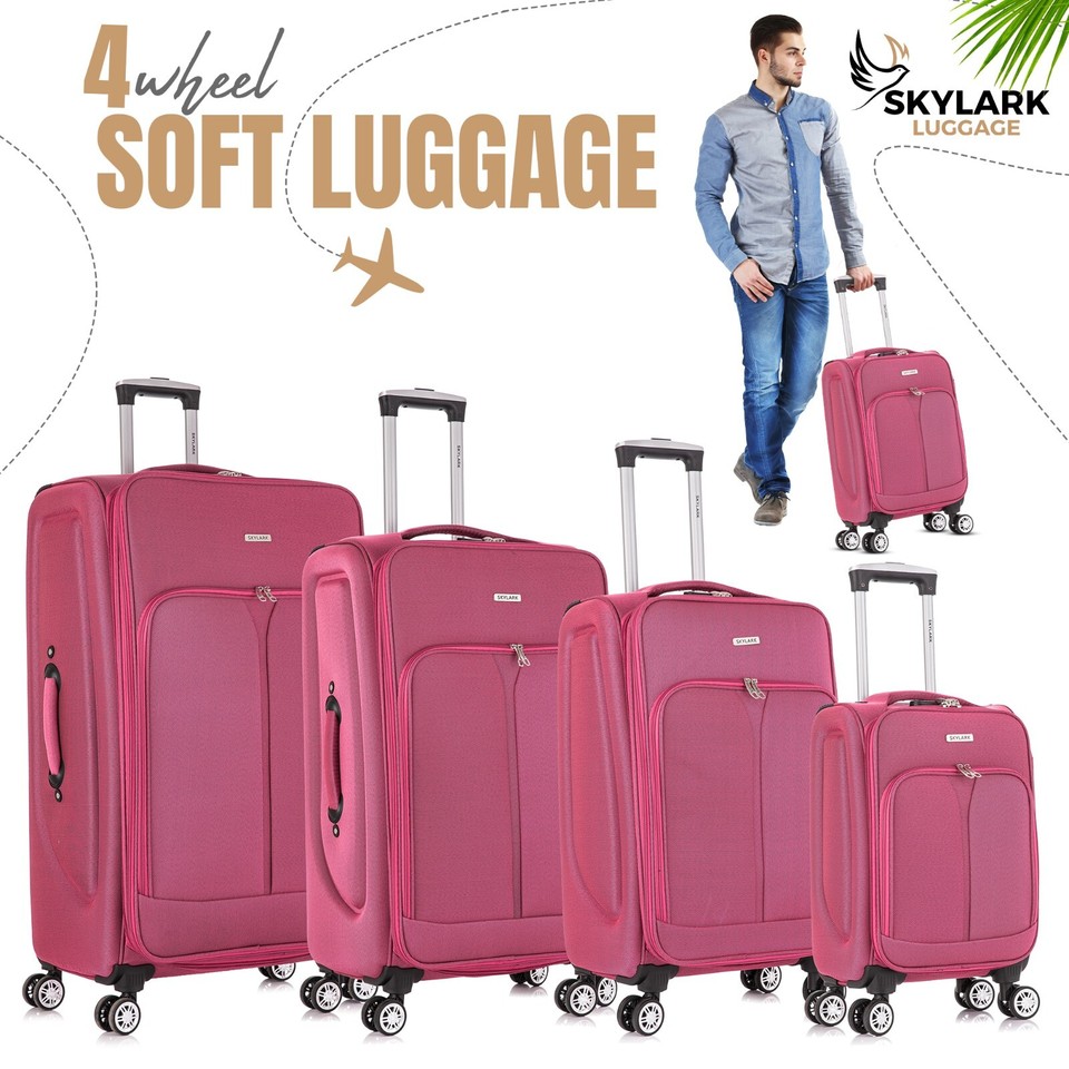4 Wheel Suitcase Large XL Medium Cabin Expandable Lightweight Soft ...