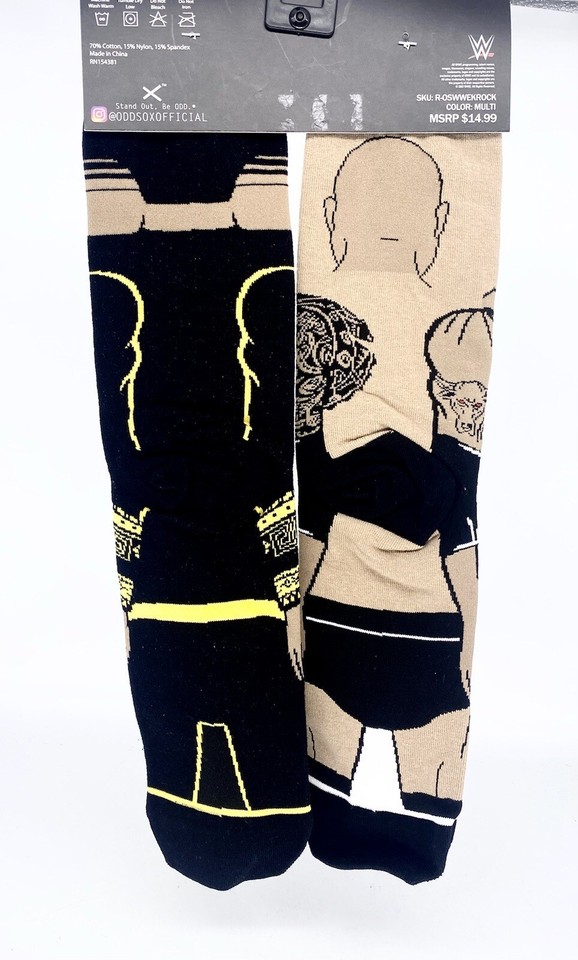 Odd Sox-WWE Wrestling THE ROCK Novelty Crew Socks Fits Sizes 6-13 NEW ...
