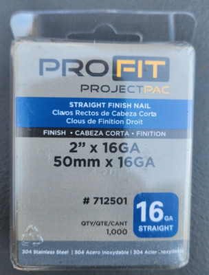 (5 Pack) ProFit Straight Finish Nail 2" x 16 GA (712501) SS Nails, 1000 ...