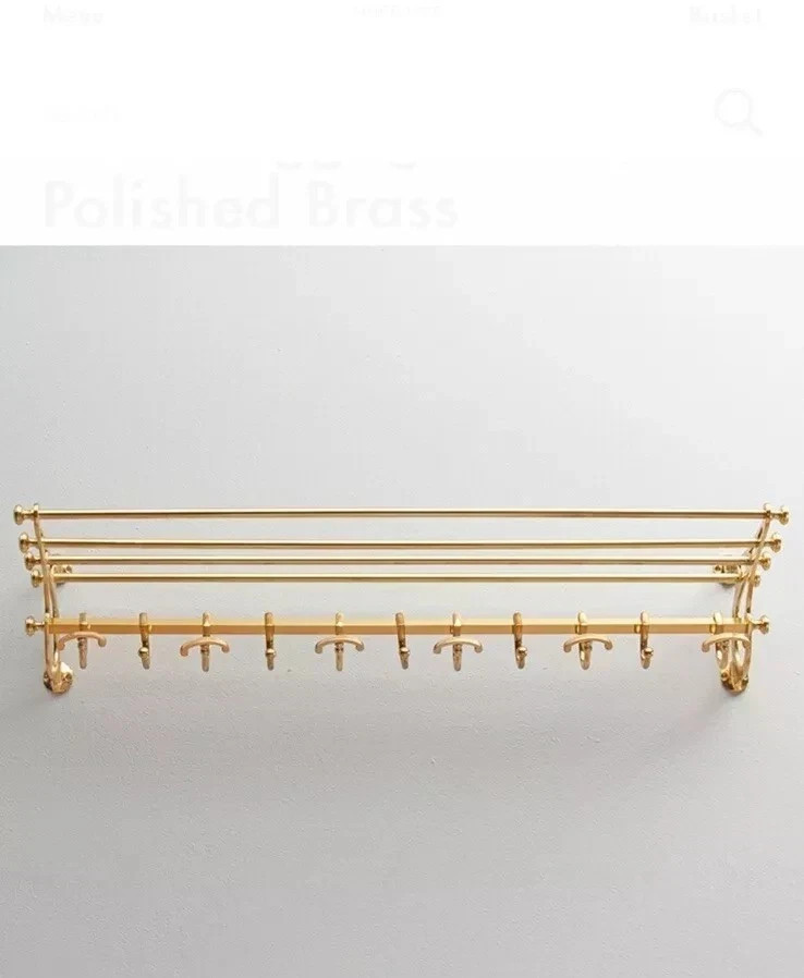 Brass Plated French Coatrack Luggage Rack 24'' Inch Train Wall Mounted ...