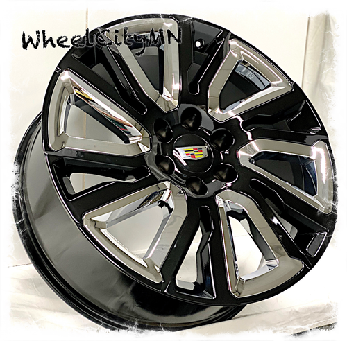 22 inch gloss black chrome 2022 Cadillac Escalade OE replica wheels 6x5 ...