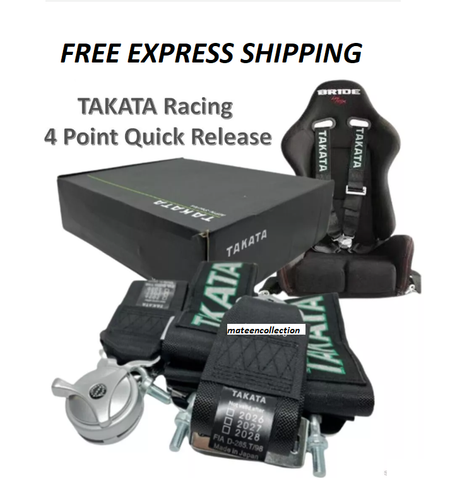 TAKATA 4 Point Snap-On 3" With Camlock Racing Seat Belt Harness Black ...