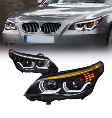 For 04-07 BMW 5-Series E60 LED U-Halo+Turn Signal Projector Headlight ...
