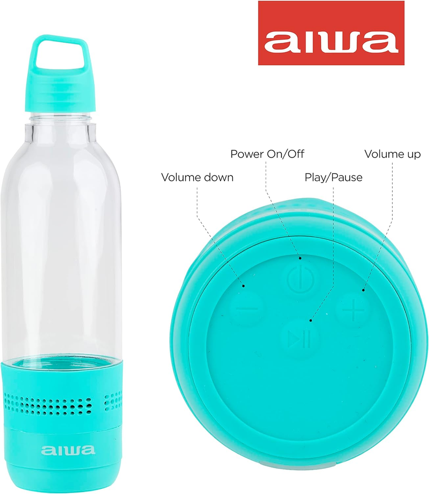 400Ml Water Bottle with Speaker, Sports Earphones Bundle - Glossy Teal ...