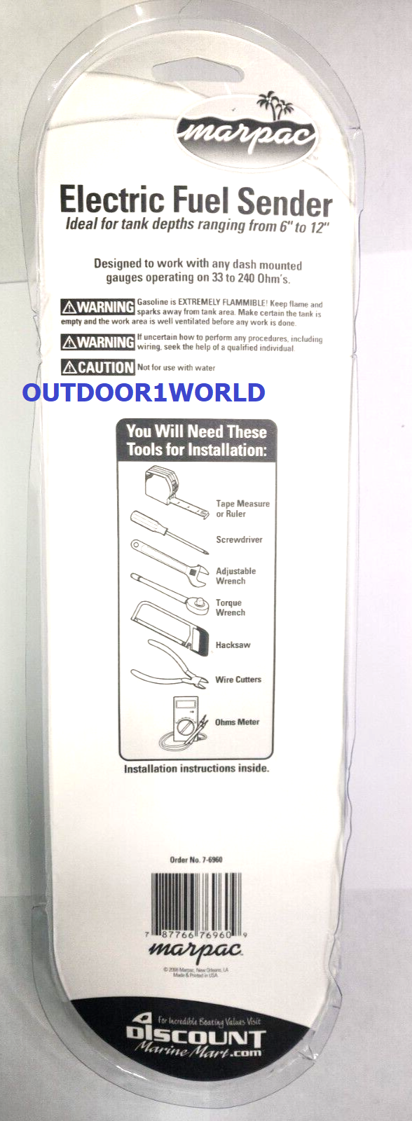 Universal Electric Fuel Sender Tank Depth 6" to 12" Boat Marine | eBay