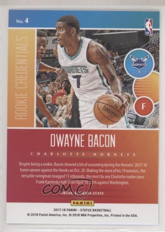 2017-18 Panini Status Rookie Credentials Dwayne Bacon #4 2yi | eBay UK