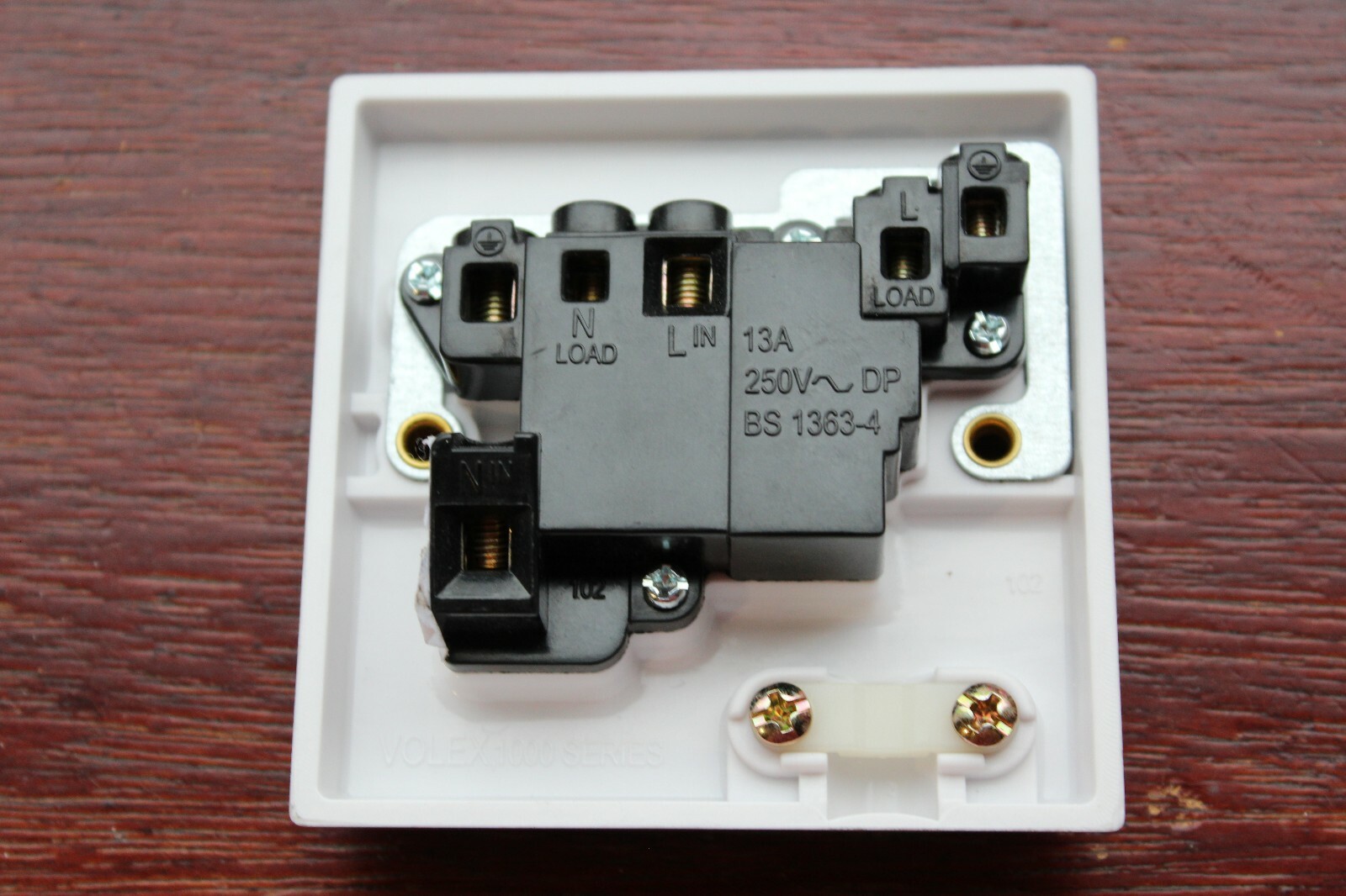 Volex 1000 Series White Square Frame 13A switched socket marked "DRYER ...