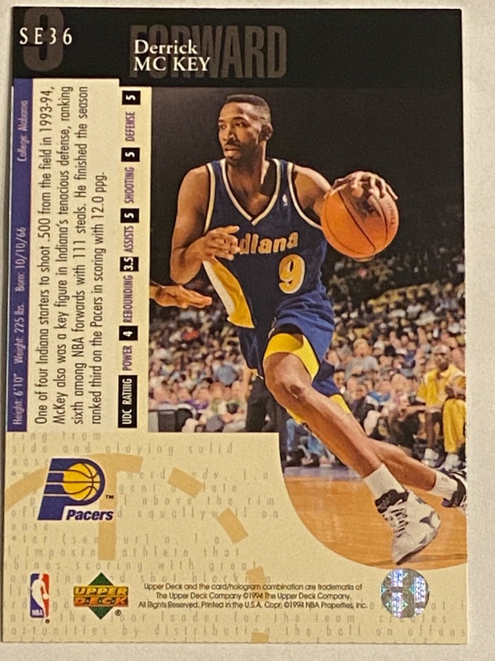 1994 Upper Deck #SE36 Derrick McKey Indiana Pacers | eBay
