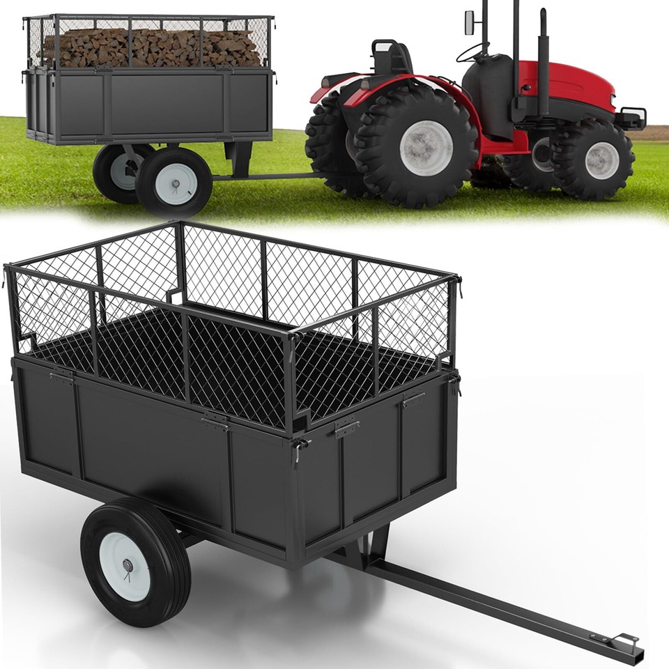 750lbs 17 Cubic Feet Utility Lawn Mower Trailer ATV Dump Trailers Pull ...
