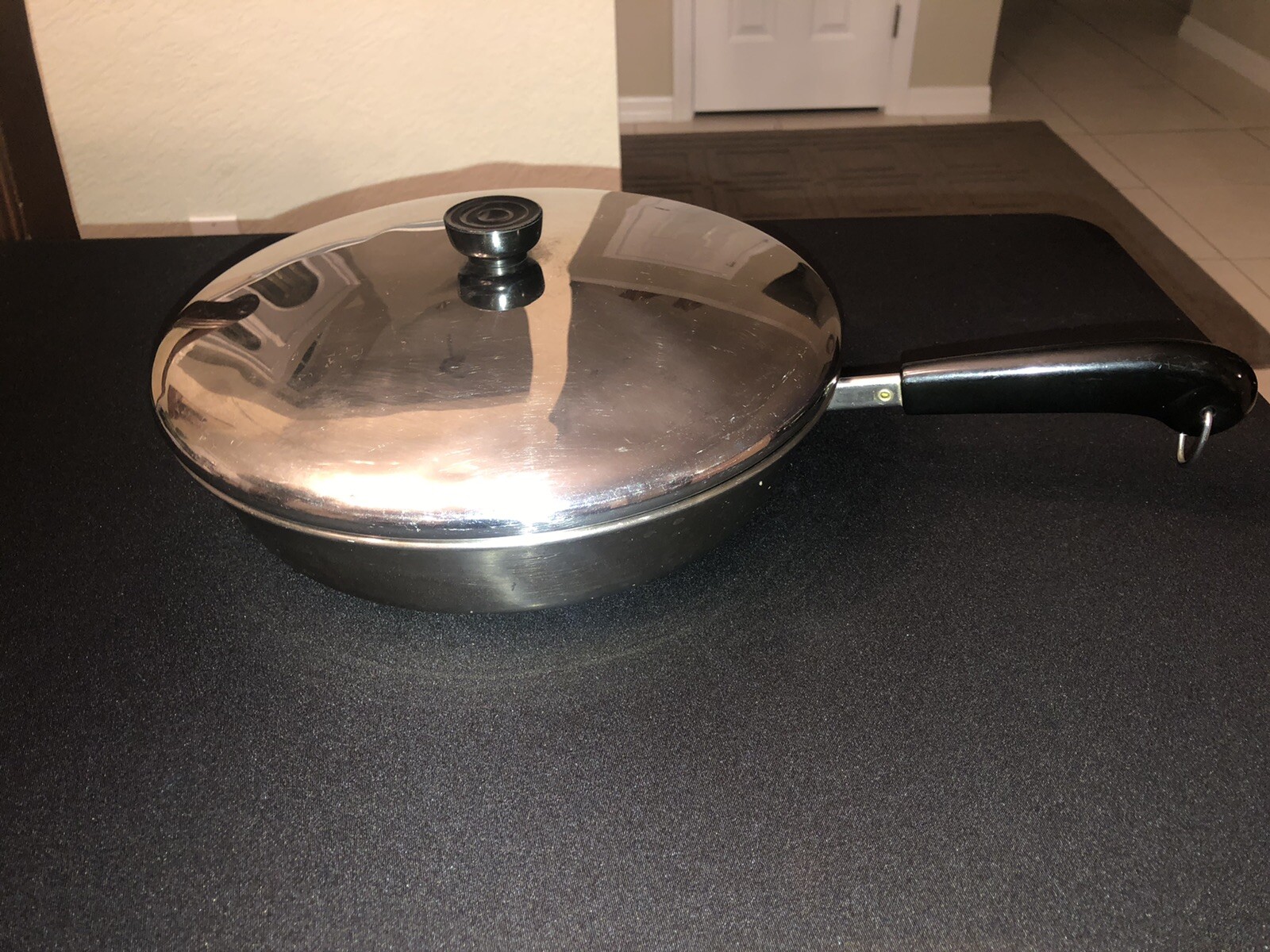 Revere Ware 12" Skillet Fry Pan Tri-Ply Disc Bottom Lid Stainless Steel ...