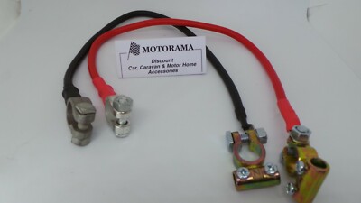 2x HEAVY DUTY LEISURE BATTERY LINK JOIN/HOOK UP COPPER CABLES 18"LONG ...