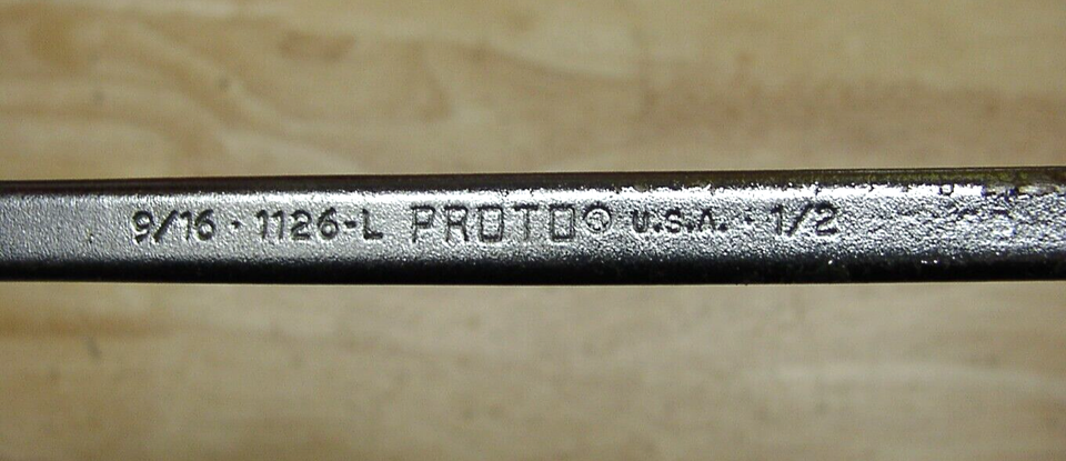 Vntg Proto 1126-L,9/16" X 1/2" X 8-7/16" 12 Pt. Double Box End Wrench ...