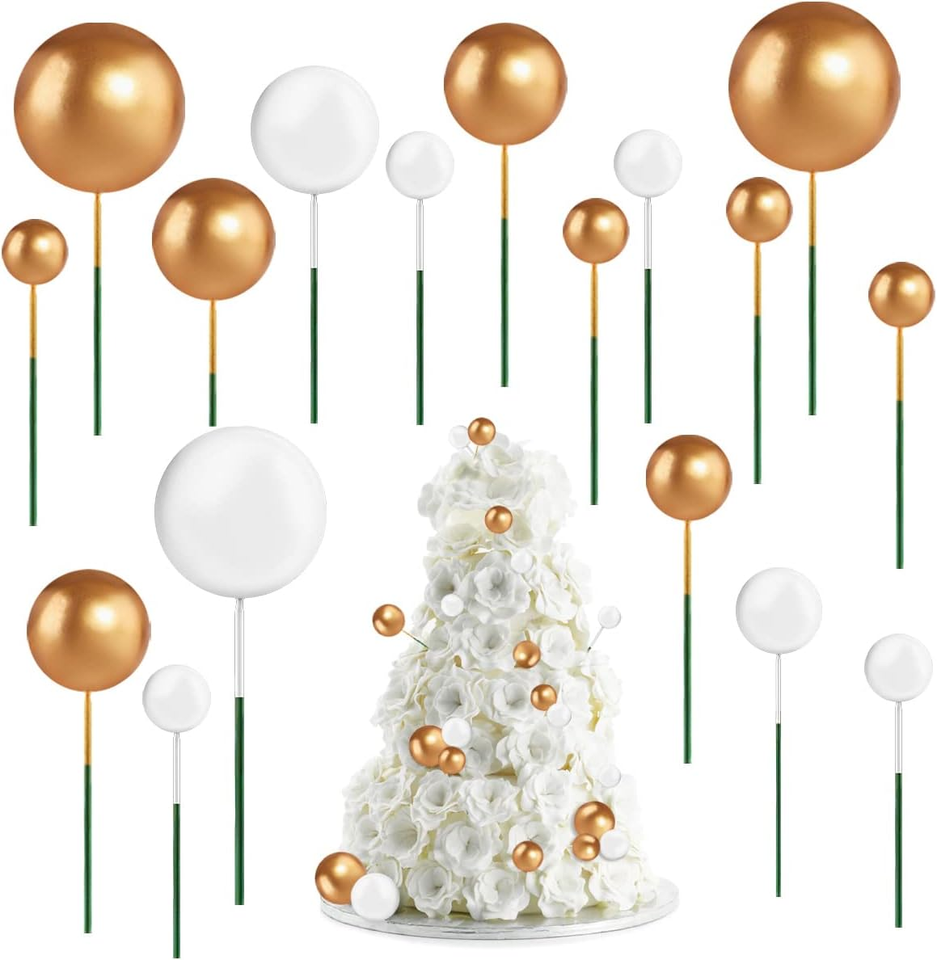 Nicwhite 66Pcs Balls Cake Topper Foam Ball Cake Picks Mini Balloons ...
