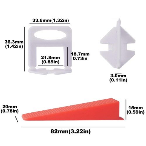 Tile Leveling System with 600 Premium Transparent Tile Spacers, 200 Red ...