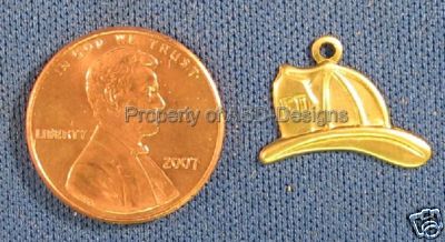 50pc Raw Brass Emergency 911 Fireman Hat Charms 4317 | eBay