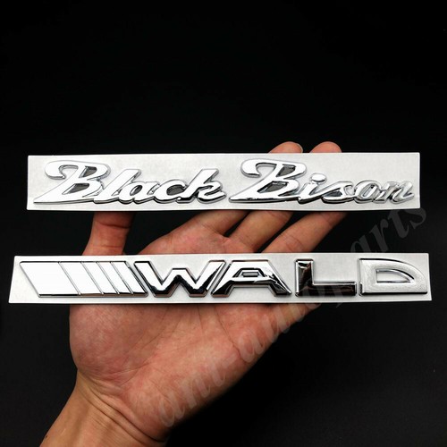 2pcs Metal 3D Chrome Black Bison Wald Style Car Rear Emblem Badge Decal ...