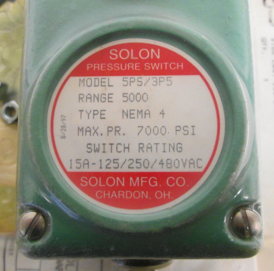 Solon 5PS/3P5 Pressure Switch 7000psi 125/250/480VAC 15A | eBay