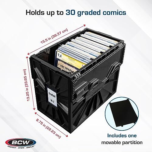 BCW Graded Comic Book Bin, Black, Fits Up to 30 Graded Comic Book Slabs ...