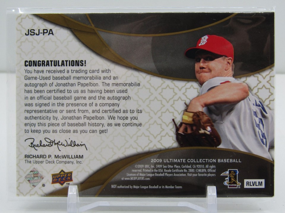 JONATHAN PAPELBON 2009 ULTIMATE COLLECTION GAME USED PATCH AUTOGRAPH ...