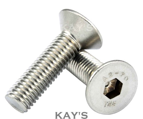 M6 (6mmØ) COUNTERSUNK SCREWS A2 STAINLESS STEEL ALLEN KEY HEXAGON ...