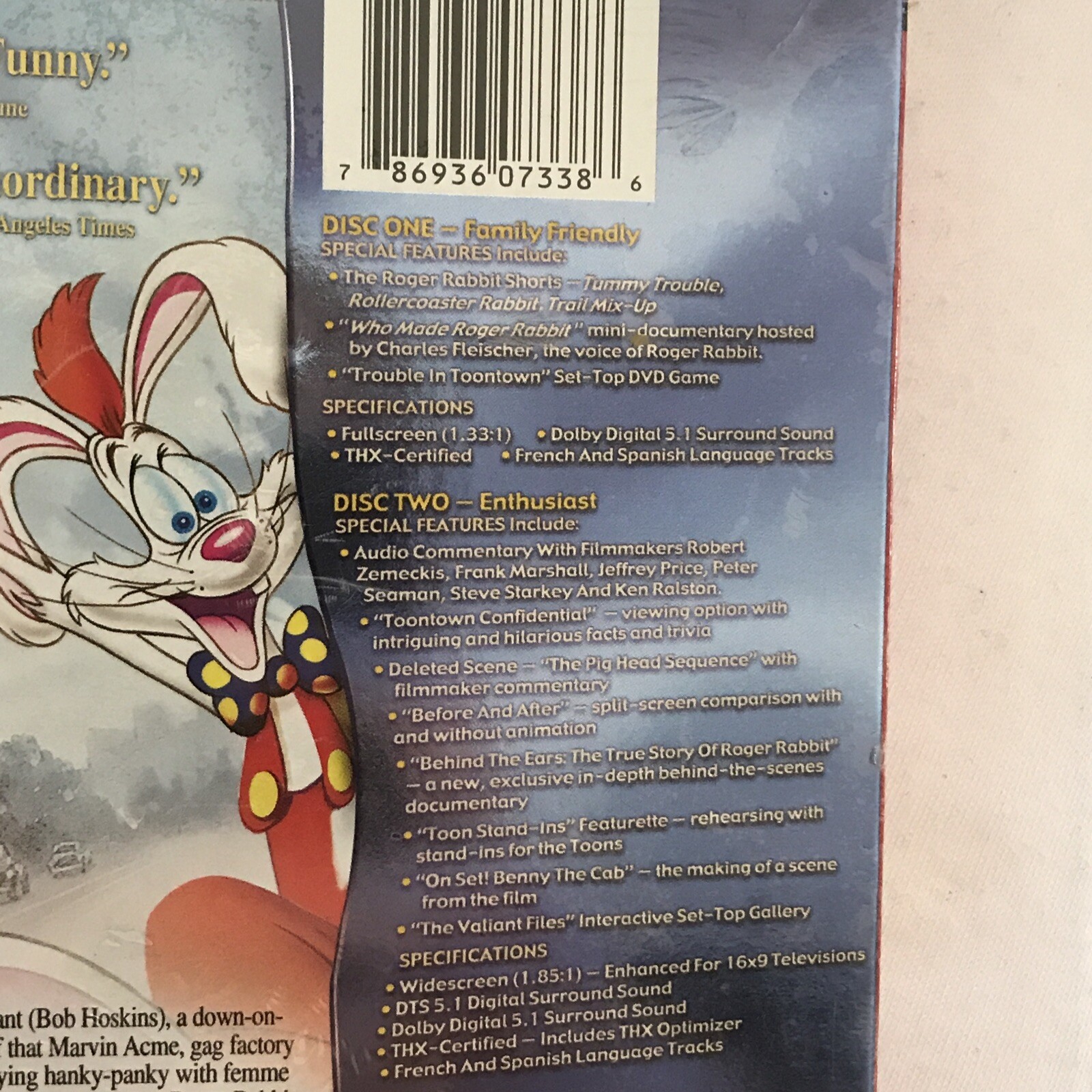 Who Framed Roger Rabbit (DVD, 2003, 2-Disc Set, Vista Series) for sale ...