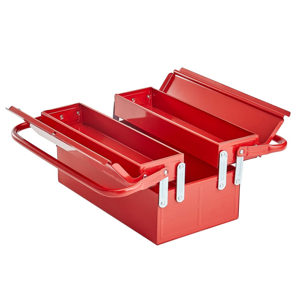 Tool Box 14-inch 2-Tier 3-Tray Folding Cantilever Toolbox with Handle ...