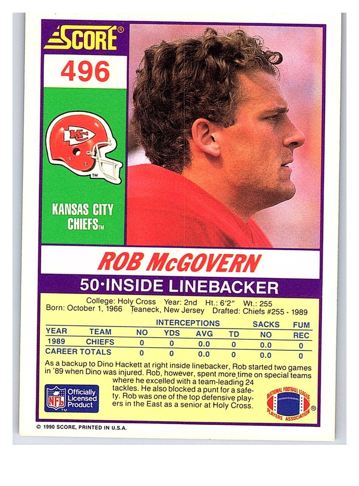 1990 Score - Rob Mcgovern #496 signed auto autograph | eBay