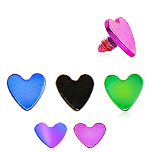 1 - 1Titanium Anodized 4mm Heart Dermal Top Threaded Dermal Top 14 ...