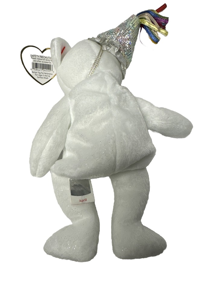 TY Beanie Baby - APRIL the Teddy Birthday Bear (w/ hat) (9 inch) - 2002 ...