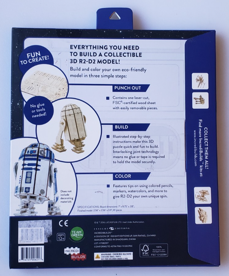 Star Wars R2-D2 Book and 3D Wood Model by Incredi Builds | eBay