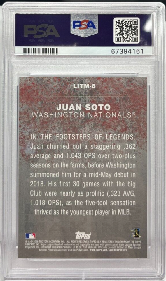 Juan Soto 2018 Topps Update Series Legends In The Making BLUE RC #LITM-8 PSA 9 | eBay
