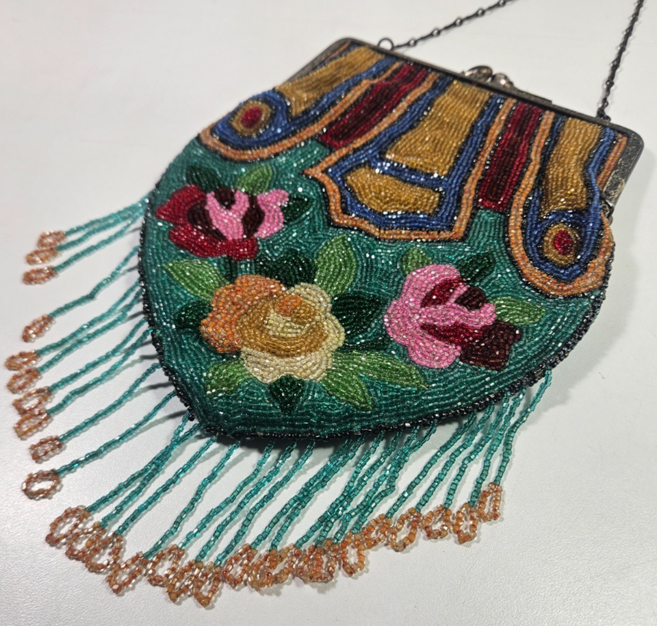Vintage Art Nouveau Micro Glass Beaded Women's Hand Purse Bag | eBay ...