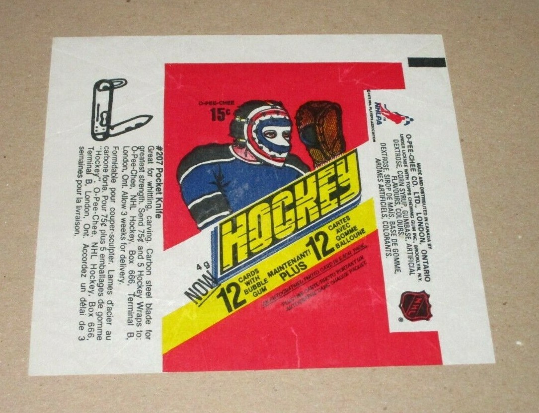 1977-78 O-PEE-CHEE HOCKEY WRAPPER | eBay