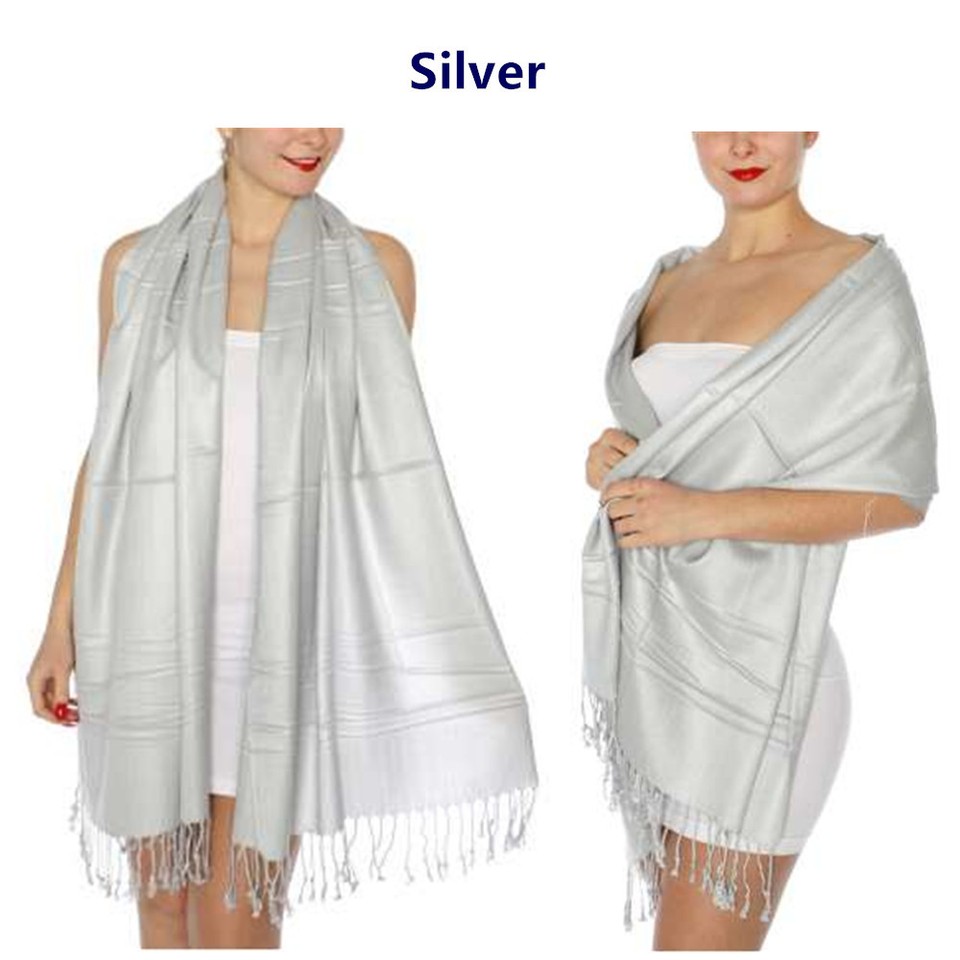 2PLY Long 78X28 Solid Silky Pashmina Shawl Wrap Stole Wool Feel Scarf ...