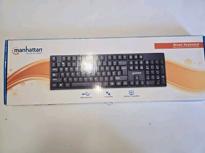 Manhattan Wired Keyboard 105 Key Black w/ 5 ft. USB-A Cable Open Box ...