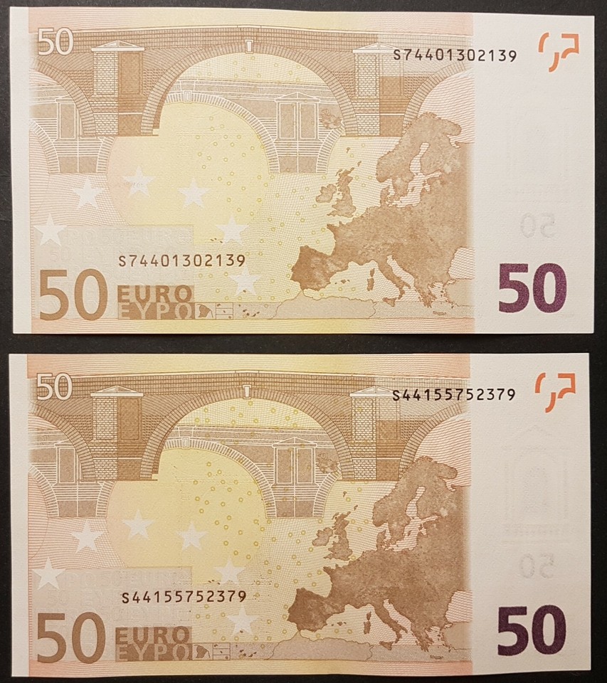 ITALY- Italien 2 Banknote - 50 Euro 2002 S/J S/J Signature draghi ...