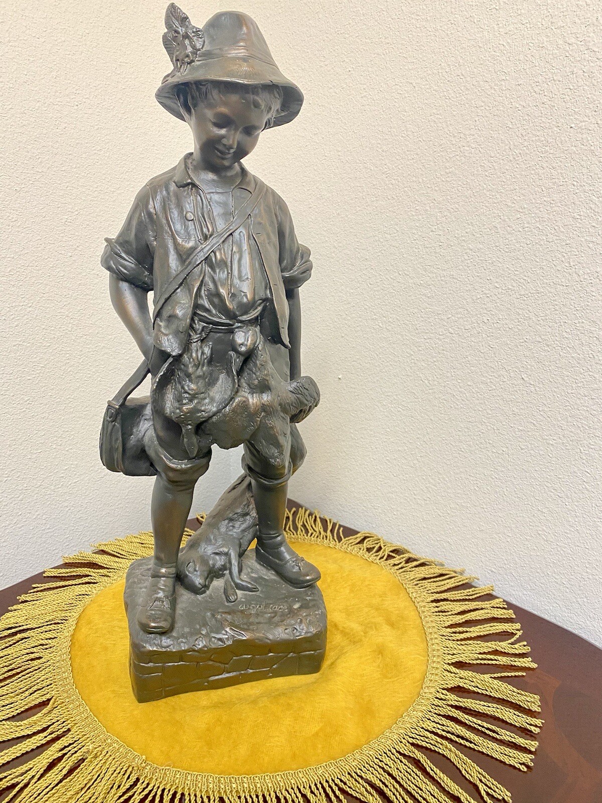 Reproduction August Moreau Boy Hunter bronze spelter statue 20.5 inches ...