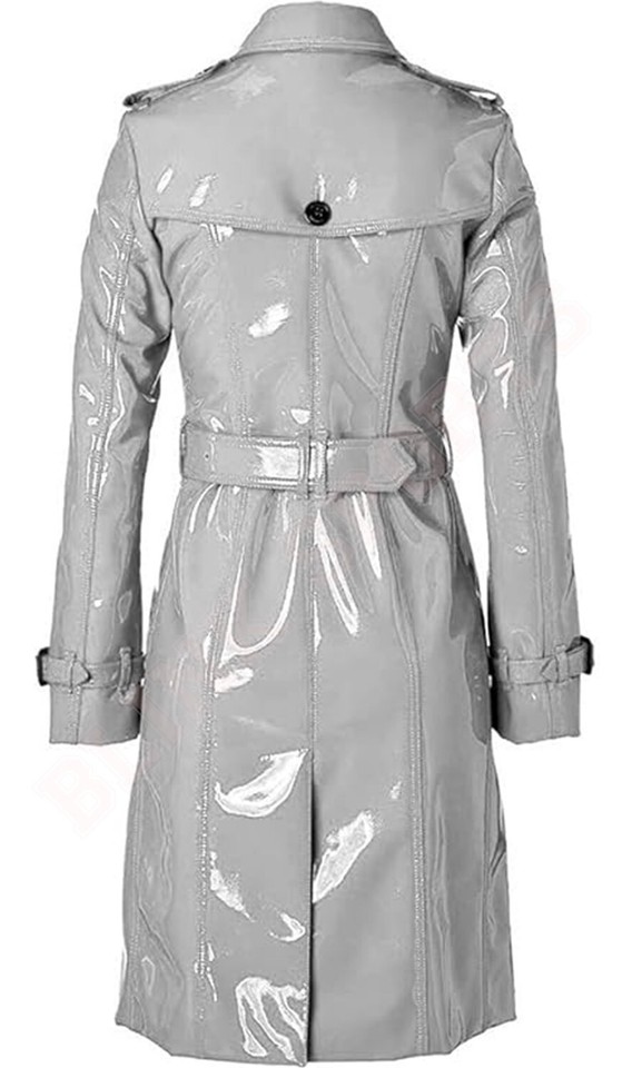 Women Trench Vinyl Shiny Gothic Coat PVC Emo Top quality Faux Leather ...