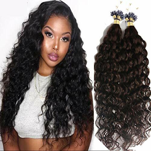 Deep Curly Micro Loop Ring Beads Human Hair extension Long Curly Hair ...