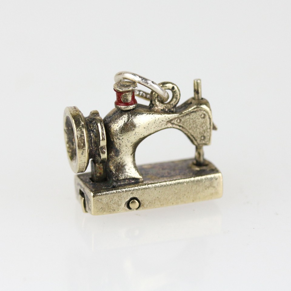 Vintage Mechanical Sterling Silver Enamel Sewing Machine Charm | eBay